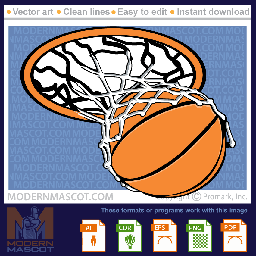 Basketball and Net - basketball_23r_01 – Modern Mascot and Team Logos