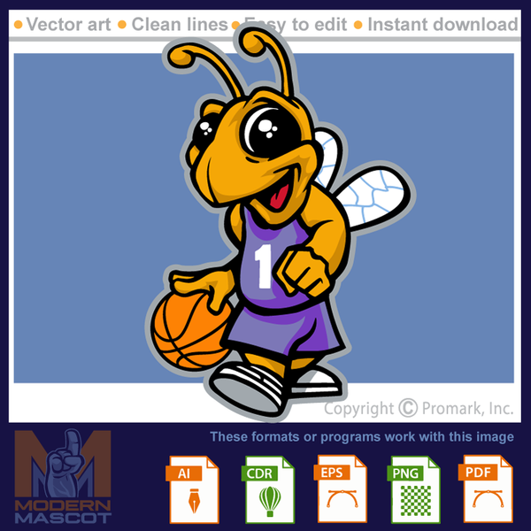 Bee Basketball 2 - bee_22_basketball_02 – Modern Mascot and Team Logos