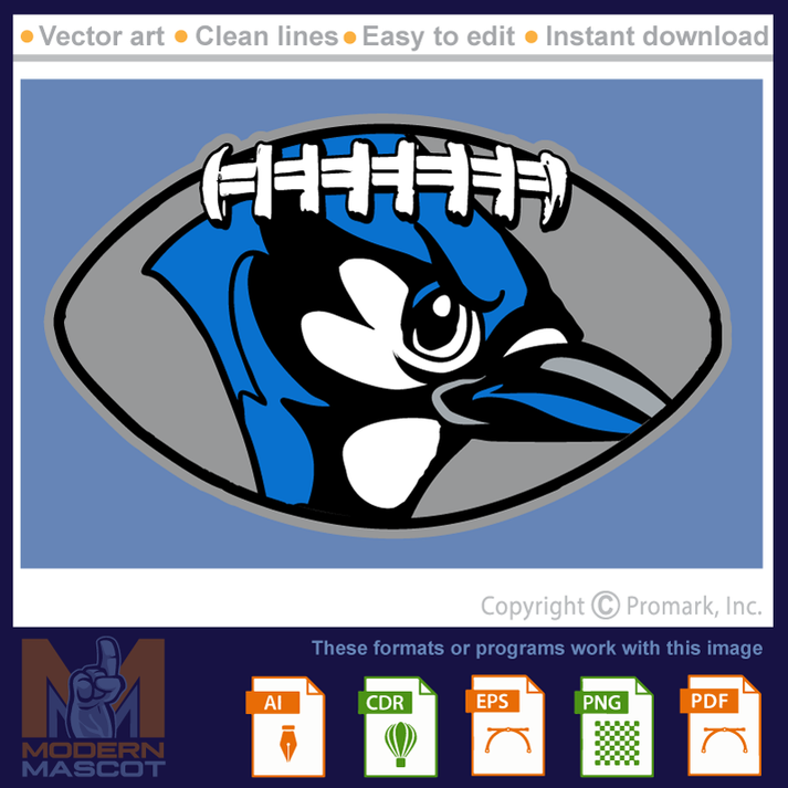 Bluejay Football Logo 2 - bluejay_22fb_01 – Modern Mascot and Team Logos